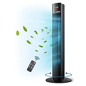 PARIS RHÔNE Tower Fan, 36” Oscillating Fan, 9 Modes, 3 Speeds, LED Display, 12H Timer, Portable Fan, Standing Floor Fan Bladeless Tower Fan with Remote for Bedroom, Living Room, Offices & Kitchen