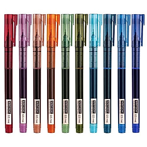 WRITECH Rolling Ball Pens Quick Dry Ink 0.5 mm Extra Fine Point Pens 10 Pcs Liquid Ink Pen Rollerball Pens Vintage Color