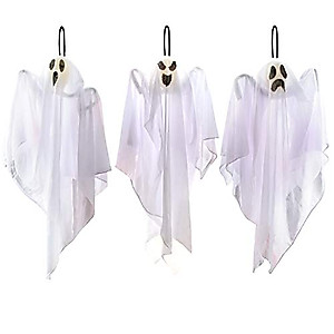 JOYIN 3 Pack Halloween Party Decoration 25.5" Hanging Ghosts, Cute Flying Ghost for Front Yard Patio Lawn Garden Party Décor and Holiday Decorations