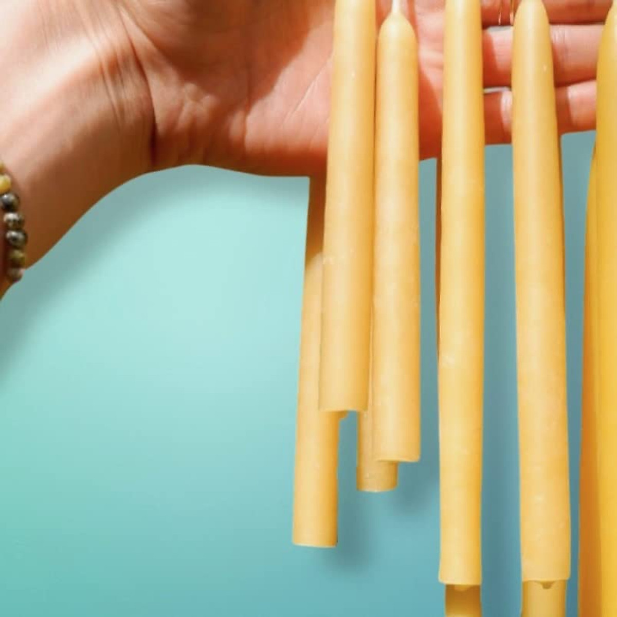 Candlestock Half Inch Beeswax Taper Candle Bundle - 2 Pairs of 1/2" All Natural USA Beeswax Taper Candles (Natural Beeswax, 6 Inch)