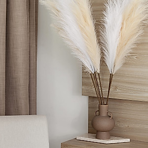 Stay Chic Artificial Faux Pampas Grass - 6 Stems 42 inch Length Fluffy Dry Tall Grass Pampas Plant, Silk Creamy Flower Bouquet for Home Kitchen Garden Party Photography Arrangement Vase Décor