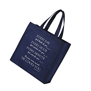 Christian Brands God Loves You Blessing Tote Bag, Blue, Large