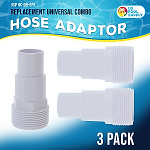 U.S. Pool Supply Replacement Universal Combo Hose Adapter, 1-1/4" or 1-1/2", 3 Pack - Fits Above-Ground Pool Pump, Filter, Skimmer - Compatible with Hayward SPX1091Z7 or SPX1091Z4, Swimming Pool