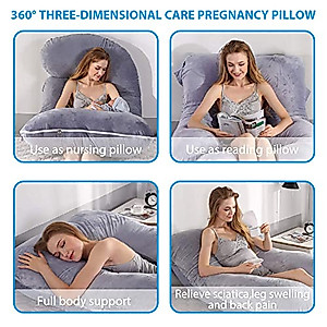 Victostar Pregnancy Pillow,57 inches U Shaped Maternity Pillow with Removable Cover Full Body Pillow Support for Back, Hips, Legs, Belly (Dark Gray)