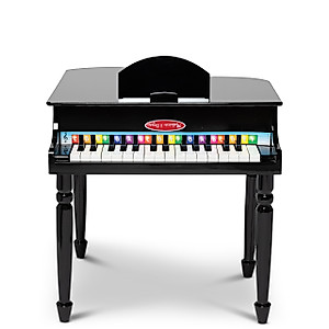 Melissa & Doug Learn-To-Play Classic Grand Piano With 30 Keys, Color-Coded Songbook, and Non-Tip Bench 23.5" x 22.2" x 10"