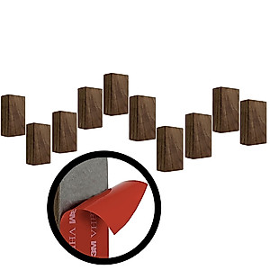 Magnetic Knife Holder For Wall - STRONG Neodymium Magnets & 3M Adhesive Strip (No Drilling!) Wooden Walnut Block Kitchen Tools Cutlery Utensils Holder Rack Mount Bar Set (10, Walnut)