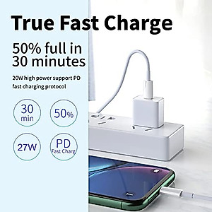 Super Fast Charger 20W Rapid USB C Wall Charger Block PD Adapter Fast Charging Compatible with 13/12/11 Pro Max,Mini,Pro/XR(1 Pack)