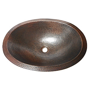 SimplyCopper 19" Oval Brushed Sedona Copper Bathroom Sink Under Mount or Drop In
