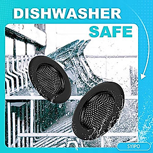 Sink Drain Strainer, 2 PCS Kitchen Sink Strainer - Upgraded Large Wide Rim 4.5" Diameter Stainless Sink Strainers for Kitchen Sinks, Suitable for Most Sink Drains, Anti Clogging - Regular Black