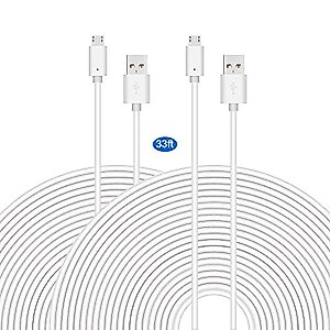 Veanic 33FT Power Extension Cable Charging Cord Compatible with Wyze Cam V3 v2, Wyze Cam Pan, YI Home Camera, Nest Cam Outdoor, Blink XT Camera, Blink Mini, Furbo Dog, PS4 Xbox Controller etc 10M