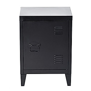 Homy Casa Inc Graves Solo Storage Lockers, Metal Black Nightstand, Metal Cabinet-Black