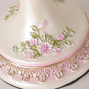 GaRcan Mid-Century Pink Desk Lamps Art Deco Resin Table Lamp Reading Bedside Light Fabric Princess Shade for Living Room Office, Study Room, Bedroom, Dorm Room,Pink