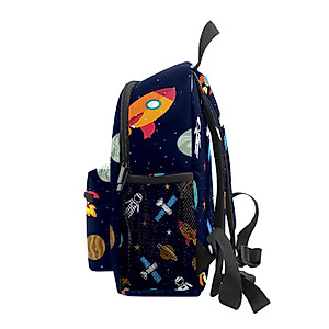 ZXIVGOQFR Schoolbag for Boys Girls Cute Kid's Toddler Backpack Space Stars Planets With Rockets Children Bag