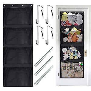 Stuffed Animal Storage,UBeesize Over Door Organizer for Stuffed Animal,Baby Accessories, Cosmetics, Toys and Sundries,Toy Hammock for Stuffed Animals,Hanging Organizer with 4 Large Pockets