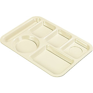 Carlisle FoodService Products P61425 Polypropylene Left-Hand 6-Compartment Divided Tray, 14" X 10", Tan (Case of 24)
