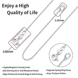 Jewlpire Solid 925 Sterling Silver Chain Necklace for Women, 1.3mm Cable Chain Silver Chain for Women Sturdy & Shiny Women's Chain Necklaces, 18 Inch
