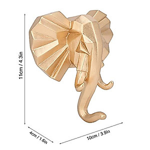 Yosoo Elephant Hook Wall Hanger, Gold Resin Hook Unique Elephant Head Design, Coat Hat Hook European Style Animal Shaped Decorative Gift for Bathroom