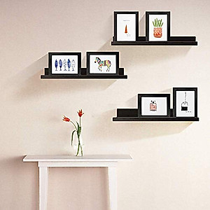 16 Inch Black Floating Shelves Set of 3, Picture Ledge Wall Mount Shelf for Bedroom, Living Room, Office, Kitchen