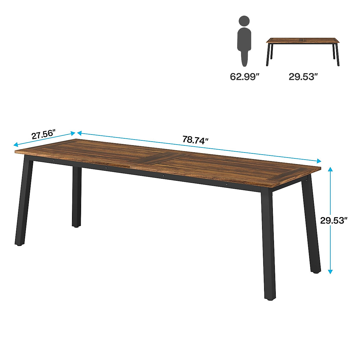 Tribesigns Two Person Desk, 78.7-Inch Extra Long Office Computer Desk for Two People, Double Long Desk Workstation for Home Office, Rustic Brown