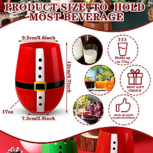 4 Pcs Christmas Stemless Wine Glasses Set Christmas Party Decoration Christmas Wine Glasses 17oz Santa Elf Snowman Elk Wine Glasses Set Christmas Gift Holidays Christmas Birthday Holiday Party Supply