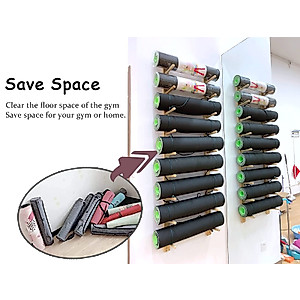 MTSON Yoga Mat Holder Home Wooden Yoga Mat Holder Gym Decor, for Foam Rollers Yoga Mat/Sports Sweat Towel, Yoga Studio or Commercial Gym Large Storage Yoga Mat Accessories