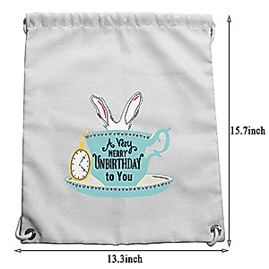 BDPWSS Movie Inspired Drawstring Backpacks A Very Merry Unbirthday To You Book Themed Gift Daughter Birthday Gift (Unbirthday to you Sbp)