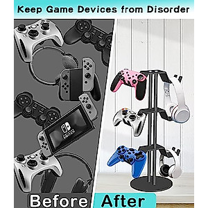 Ahomiwow Controller Holder Display Storage 3 Tier Hook for Desk Organizer Stand Hanger Neat Game Controller Hangers for All Universal PC Accessories Easy Assembly Space Save