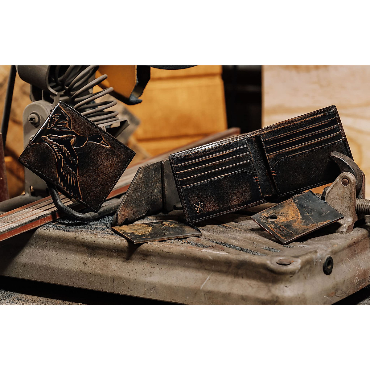 House of Jack Co. DUCK Bifold Wallet For Men | Outdoor Sportsman Mens Wallet | Hand Burnished Full Grain Leather | Slim Wallet | Duck Hunter Gift