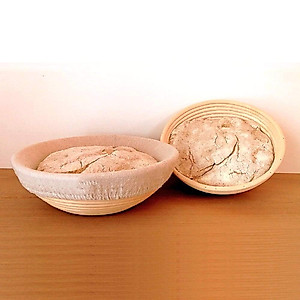 Forsun 1pcs 10" Round Banneton Brotform Bread Dough Proofing Rising Rattan Basket & Liner,Banneton Proofing Basket Set - for Home Bakers (Sourdough Recipe) & Bread Making