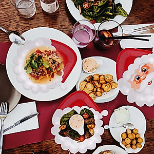 WBCBEC 24 Pieces Santa Christmas Themed Paper Plates Disposable Christmas Party Paper Plates Dinnerware Plates for Christmas Party Winter Season Dishware Holiday Baking Cookie Plate, 8.4 x 7.0 Inches