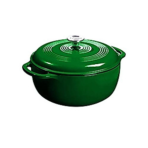 Lodge Enameled Cast Iron Dutch Oven, 6 Qt, Evergreen & Enameled Cast Iron & Ceramic Stoneware Care Kit