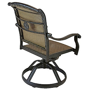 Patio Land Santa Clara Outdoor Set of 6 Swivel Rocker Dining Chairs Dark Bronze Cast Aluminum