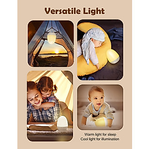 JolyWell Baby Night Light for Kid, Portable Egg Nightlight with Stable Charging Pad, Touch Nursery Night Lamp for Breastfeeding, Toddler Night Light for Bedroom, Timer Setting, ABS+PC, White-2