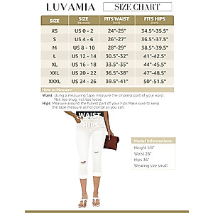 luvamia Women's Casual High Waist Ripped Capri Jeans Brilliant White Ripped Jeans Women High Waist Jeans for Women White Capri Jeggings for Women Size Medium Fits Size 8 / Size 10