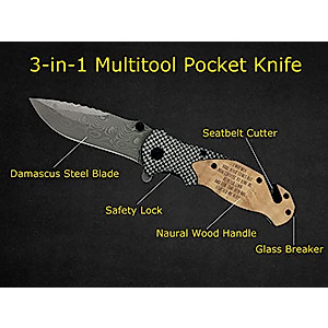 CHONG SHENG Gifts for Stepdad Father's Day from Stepdaughter - Engraved Pocket Knife for Stepdad - Stepdad Birthday Gifts Idea for Stepfather Father-in-Law