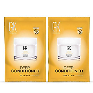 GK HAIR Global Keratin Deep Conditioner Masque Pack of 2 (0.67 Fl Oz/20ml) Intense Hydrating Repair Treatment Mask for Dry Damaged Color Treated Frizzy Hair Restoration Formula with JOJOBA Seed Oils