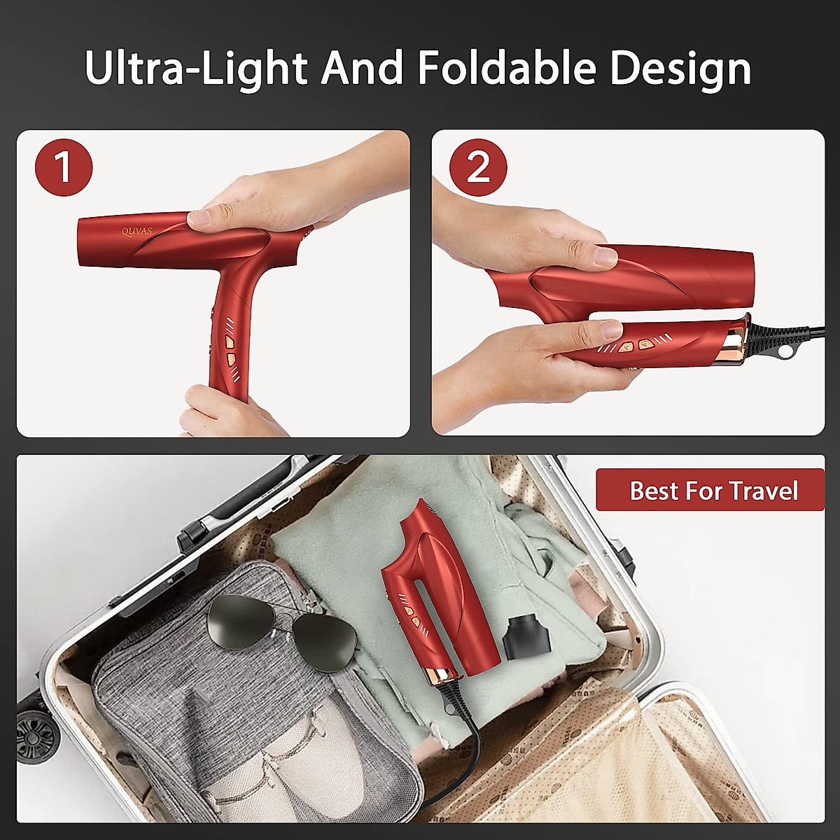 Hair Dryer, 110000 RPM Professional Positive and Negative Ionic Blow Dryer Brushless Motor for Fast Drying Low Noise, 3 Speed/4 Temperature with Magnetic Nozzle for Home, Travel, Salon