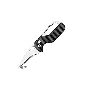 ARFUKA Hook Knife 2-in-1 Hook Blade Utility Knife Folding Camping Knife Parcel Knife Pocket Carton Cutter Box Opener Outdoor Multitool with Carabiner Black