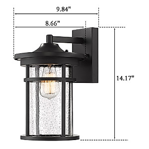 Casia Outdoor Wall Lights, Outdoor Wall Sconces, Exterior Wall Lantern, Outdoor Wall Lighting Fixture, Outdoor Wall Mounted Lights Patio, Porch, Garden,Balcony (Black, 14.17" H)