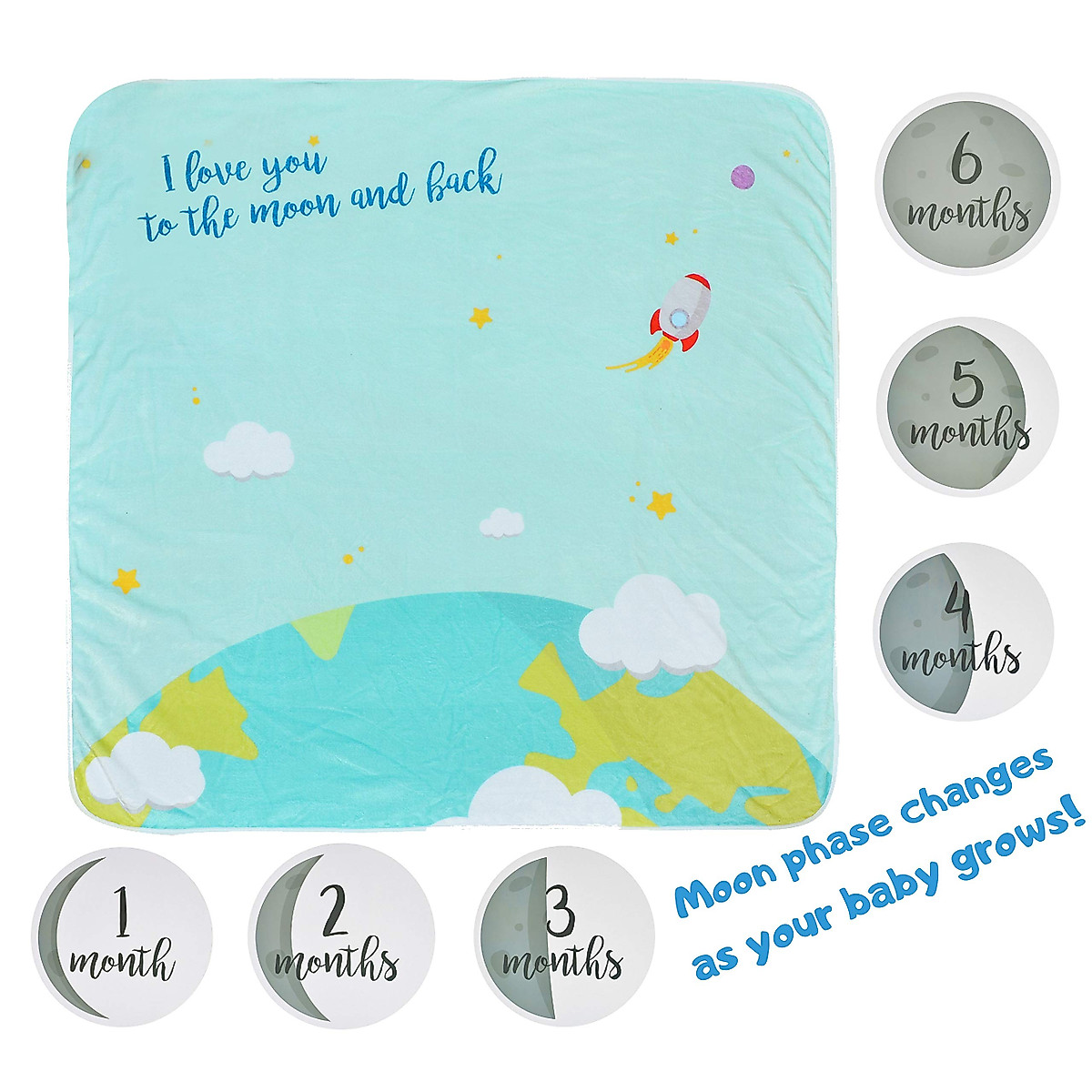 Baby Monthly Milestone Blanket with 20 Milestone Moments Props for Boy & Girl, Photography Blankets, Organic Thick Fleece Blanket Backdrop for Personalized Month Pictures for Girls and Boys