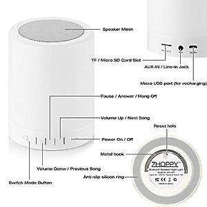 ZHOPPY Night Light Bluetooth Speaker for Teenage Girls/Boys, Touch Control Bedside Lamp Portable Table Lamp Color LED Speaker Light