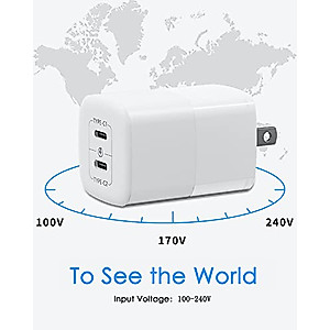 50W USB C Wall Charger, 2-Port GaN III Type C Charger, PPS 48W Fast Charging Block for iPhone 14/14 Plus/14 Pro/14 Pro Max/13/12/11, Galaxy, Pixel, iPad/iPad Mini and Laptops(Cable Not Included)
