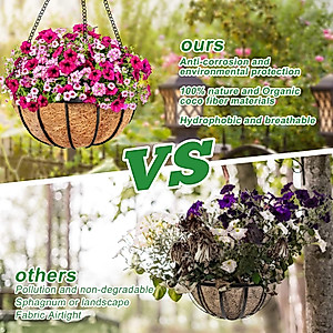 Y&M 2pcs 16“ Round Coconut Fiber Liner, 16'' Coco Liner Pre-Formed Replacement for Wall Hanging Planter Basket