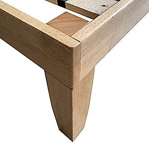KOMFOTT 14 Inches Wood Platform Bed Frame Queen Size, Solid Wood Mattress Foundation with Rubber Wood Frame, Strong Poplar Wood Slat Support, No Box Spring Needed, Bed Frame (Natural)
