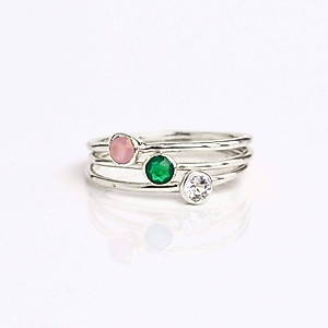 Tiny Gemstone Stacking Ring, Minimalist Dainty Thin Ring Band, Simple Stackable Birthstone Ring, January Birthstone Ring, Dainty January Birthstone Jewelry (Garnet)