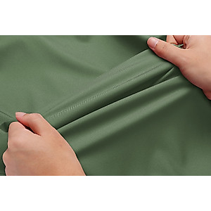 URRU Men's Muscle Dress Shirts Slim Fit Stretch Long Sleeve Casual Button Down Shirts Army Green L