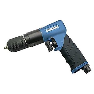 3/8" Air / Pneumatic Reversible Drill, Keyless Chuck, High Tool Power, Pistol Grip Gun With Soft Handle, (Sumake ST-M5010C)