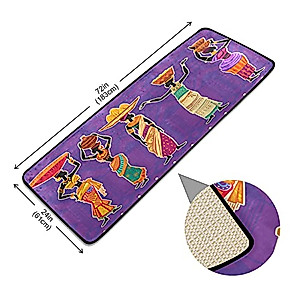 African Girl Women Tribal Purple Runner Area Rug Non Slip Decorative Rug for Hallway Entryway Front Door Bathoom Living Room Home Decor 72x24 inches