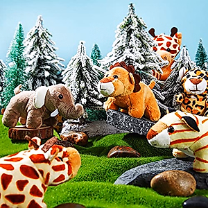 18 Pieces Small Stuffed Animals Mini Jungle Animal Plush Toys Stuffed Animals Set in 4.8 Inch Cute Small Plush for Animal Themed Parties Teacher Student Award (Stylish Style)