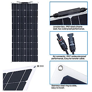 XINPUGUANG 2pcs 100w Solar Panel Flexible 200W Solar System Kit PV Connector Charger for 12v Battery Canbin RV Car Boat Charge